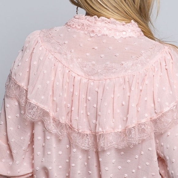 Tops | Pink Romantic Cottagecore Top With Ruffles N Lace | Poshmark